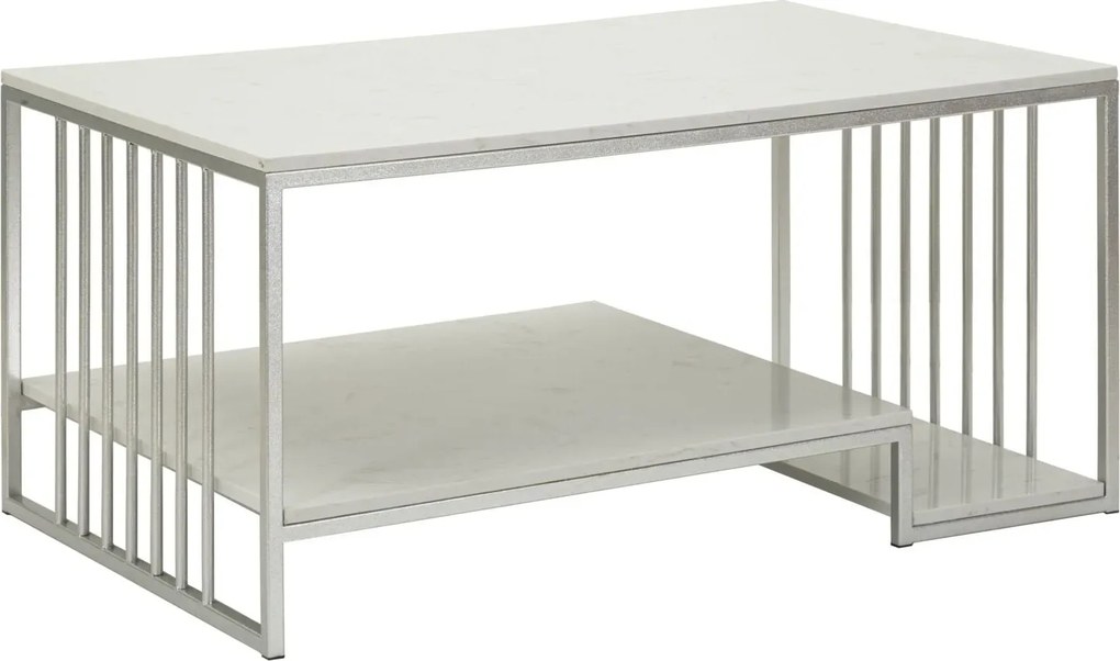 Konferenční stolek Kayseri 90 cm mramor/stříbrný