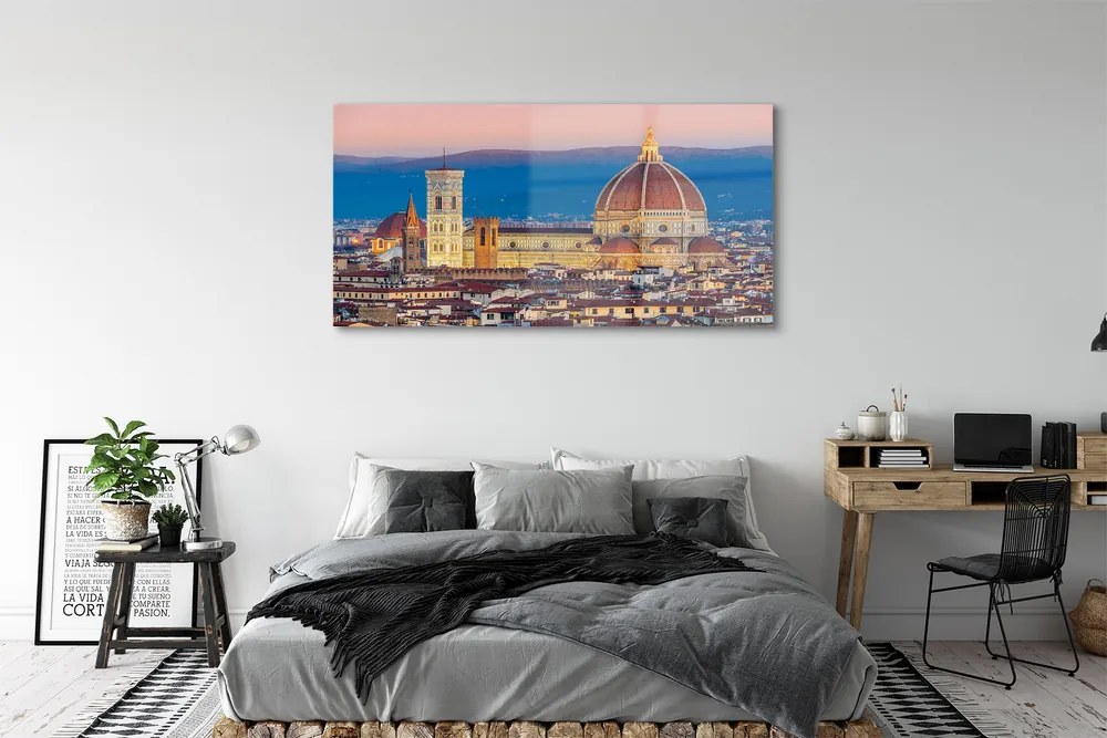 akrylový obraz Itálie katedrála panorama v noci 140x70 cm