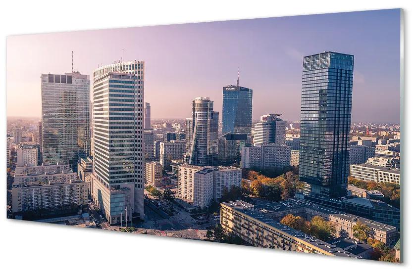 akrylový obraz Varšava mrakodrapy panorama 100x50 cm