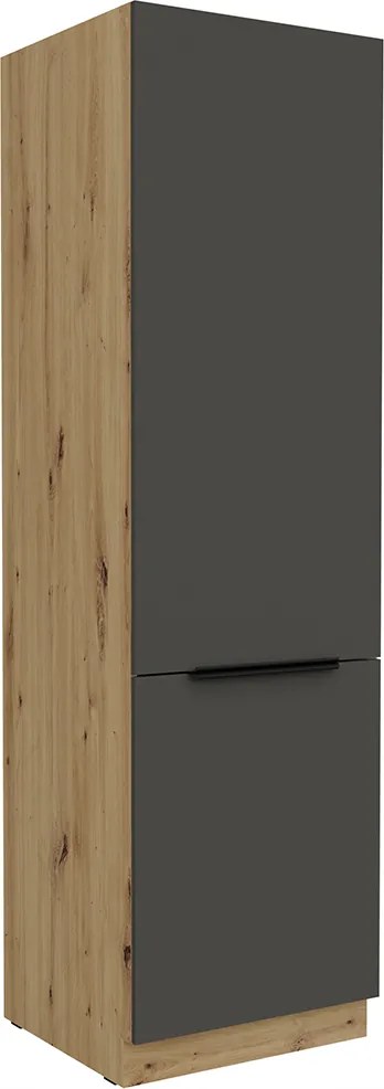 ARIA pa | vysoká skříňka 60 LO-210 2F na vestavnou lednici | 60 cm | ANTI FINGERPRINT povrch | artisan/šedá grafit