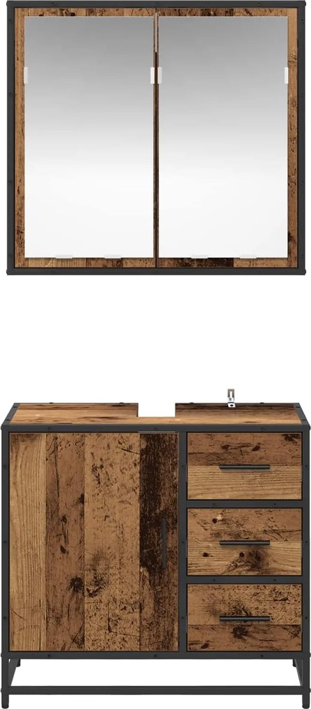 Sada koupelnového nábytku 2 ks Staré dřevo 65 x 33 x 60 cm 3402320
