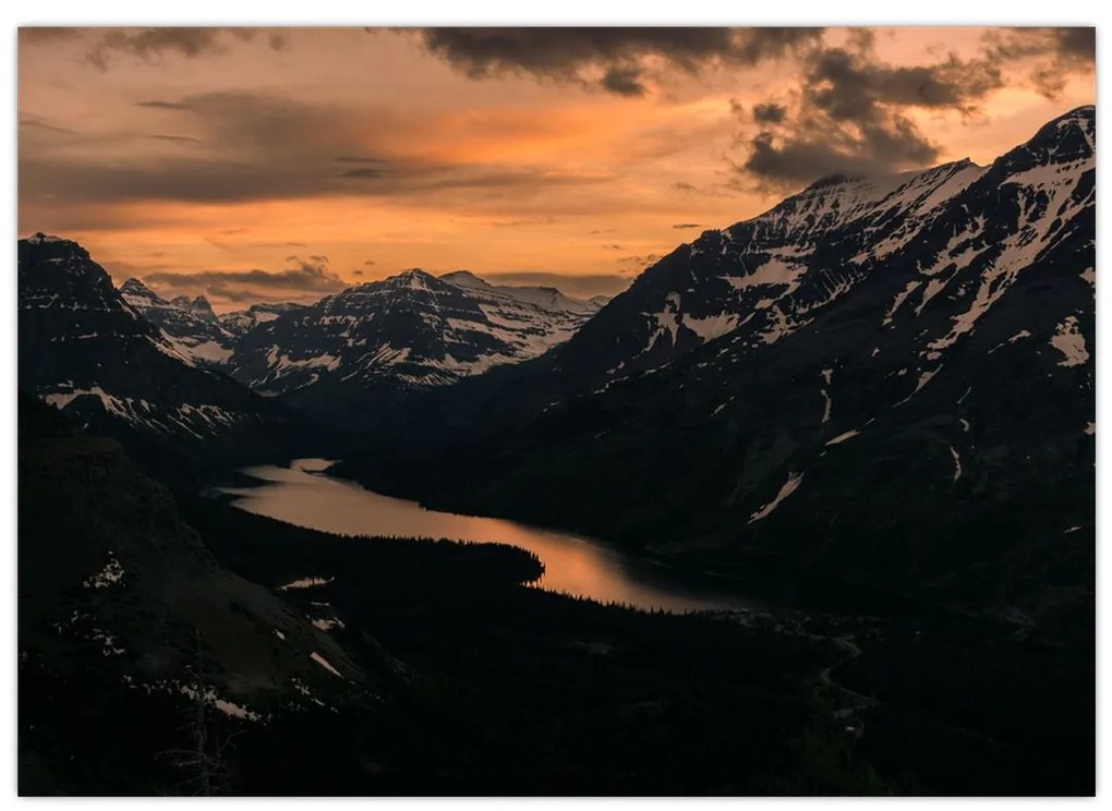 Obraz jezera mezi horami (70x50 cm)