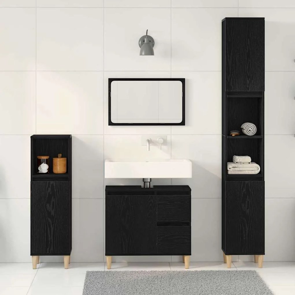 Sada koupelnového nábytku 3 ks Černý dub 30 x 30 x 180 cm 3333086