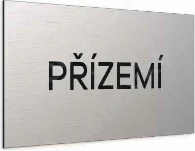 ACCEPT Označení podlaží "PŘÍZEMÍ" - stříbrná tabulka - černý popis
