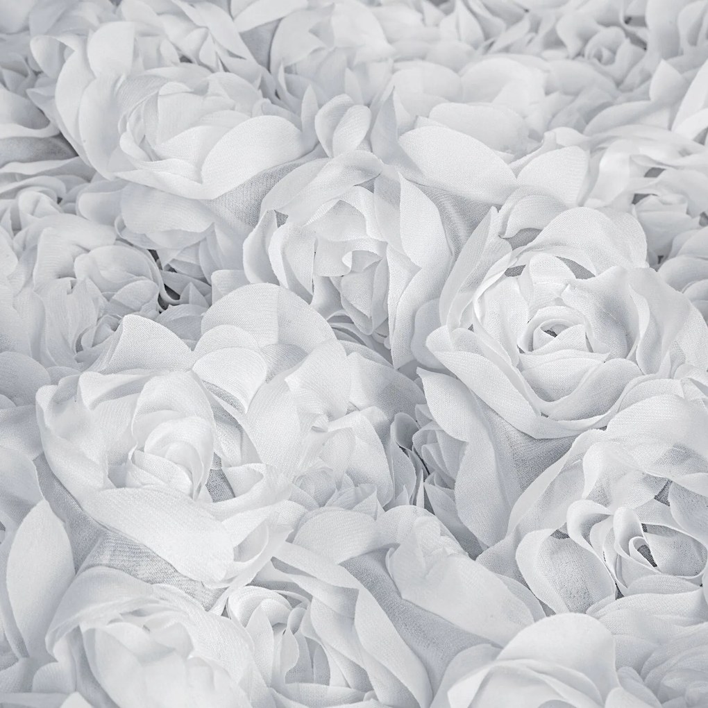 ZÁCLONA NA KROUŽCÍCH EVA MINGE ROSES6 140X250 CM BÍLÁ