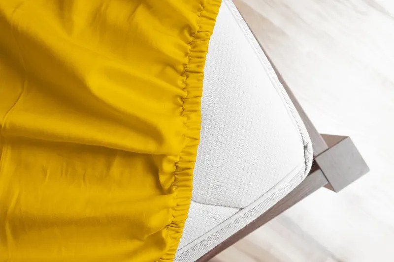Matějovský napínací prostěradlo jersey s elastanem standard Medově žluté na matraci: 200 x 200 cm
