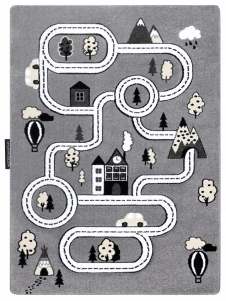 Dětský kusový koberec Cesty ve městě šedý, Velikosti 180x270cm | BIANO
