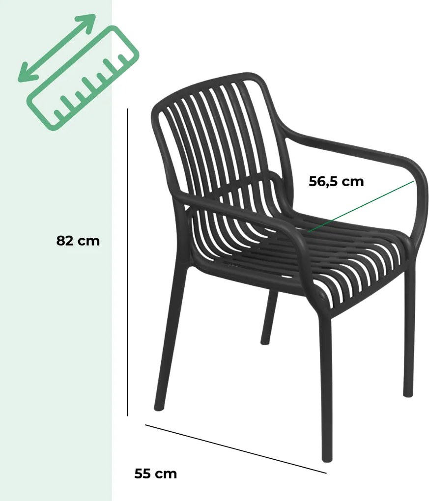 Zahradní židle LUISE, sada 4 ks, antracitová I.P.A.E-Progarden