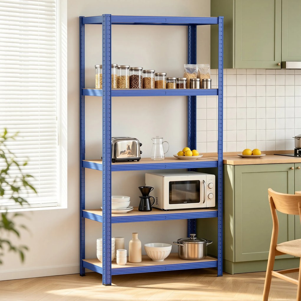 Dílenský regál Wiltec – 120 × 50 × 204 cm, 200 kg, modrá (62864)
