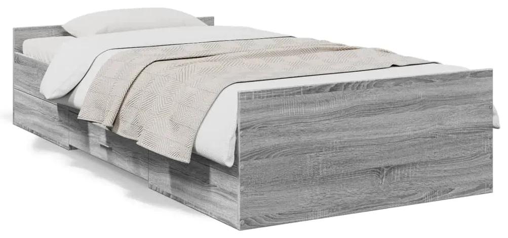 Rám postele se zásuvkami šedý sonoma 75x190 cm kompozitní dřevo,  3280354