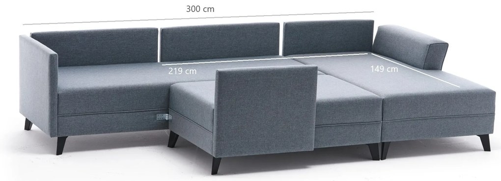 Hanah Home Šestimístná pohovka EFSUN modrá