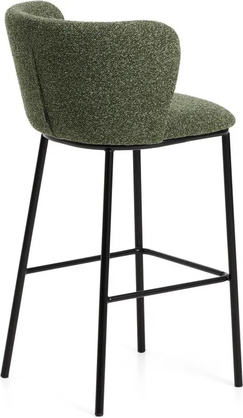 Tmavě zelená čalouněná barová židle (výška sedáku 75 cm) Ciselia – Kave Home