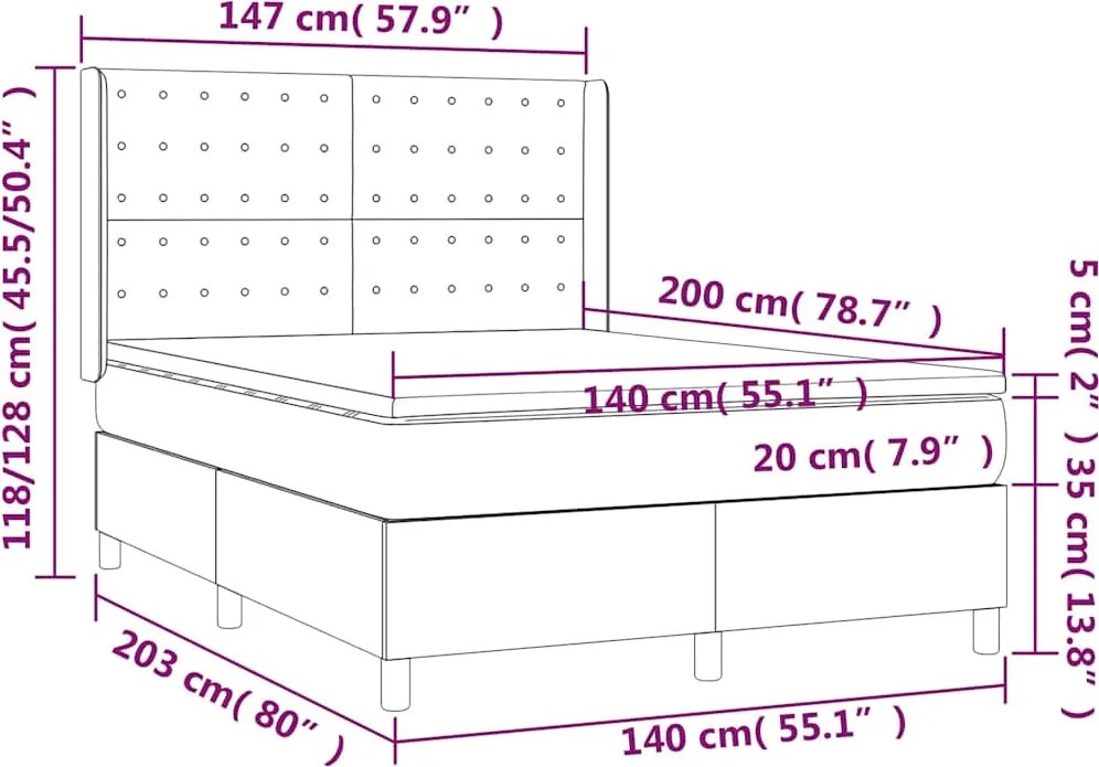 Box spring postel s matrací cappuccino 140x200 cm umělá kůže 3132506