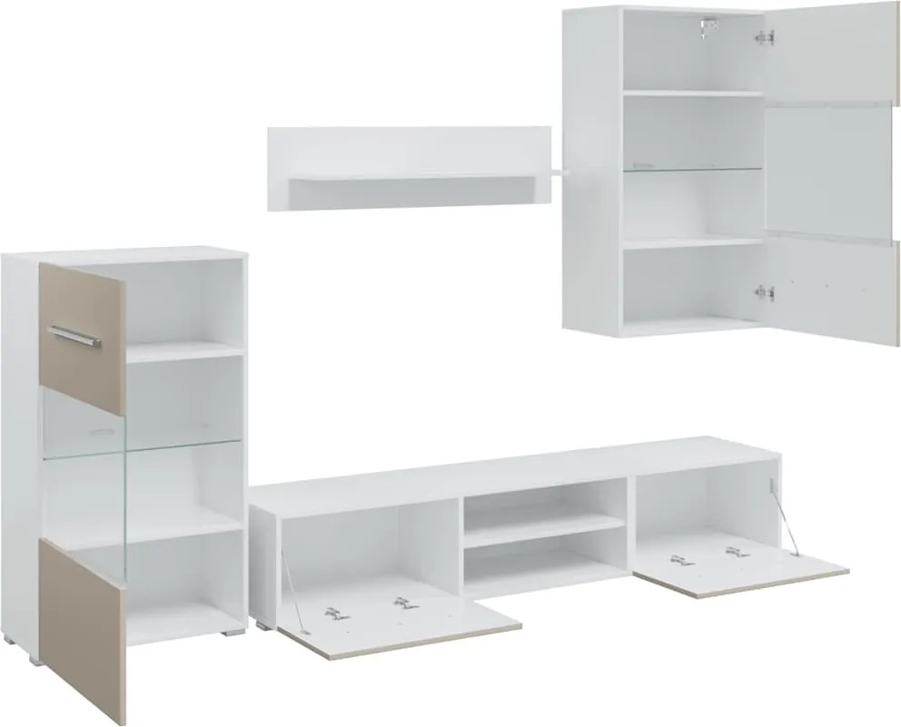 5dílná TV stolky s LED osvětlením kamenná šedá kompozitní dřevo 3324233