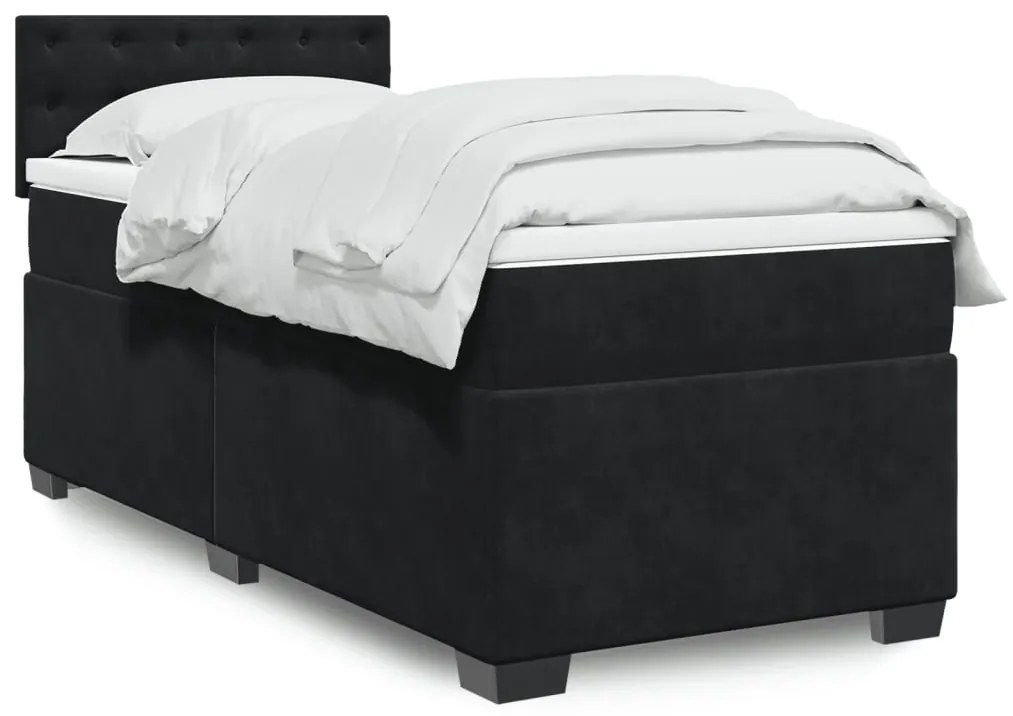 Box spring postel s matrací černá 80 x 200 cm samet 3286176