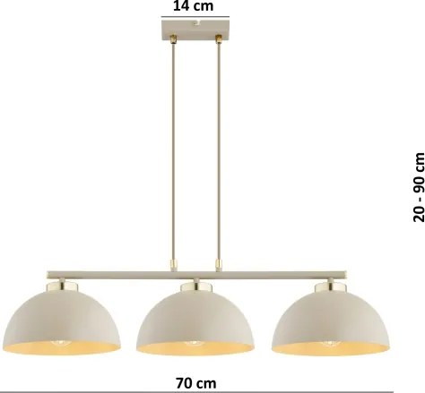 Brilagi - Lustr na lanku MOON 3xE27/60W/230V béžová/zlatá