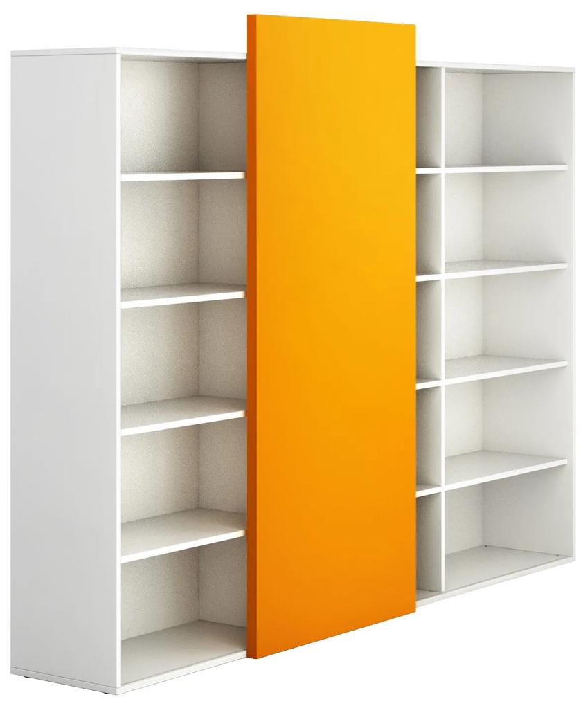 PLAN Skříň vysoká otevřená dlouhá White BLOCK, oranžová