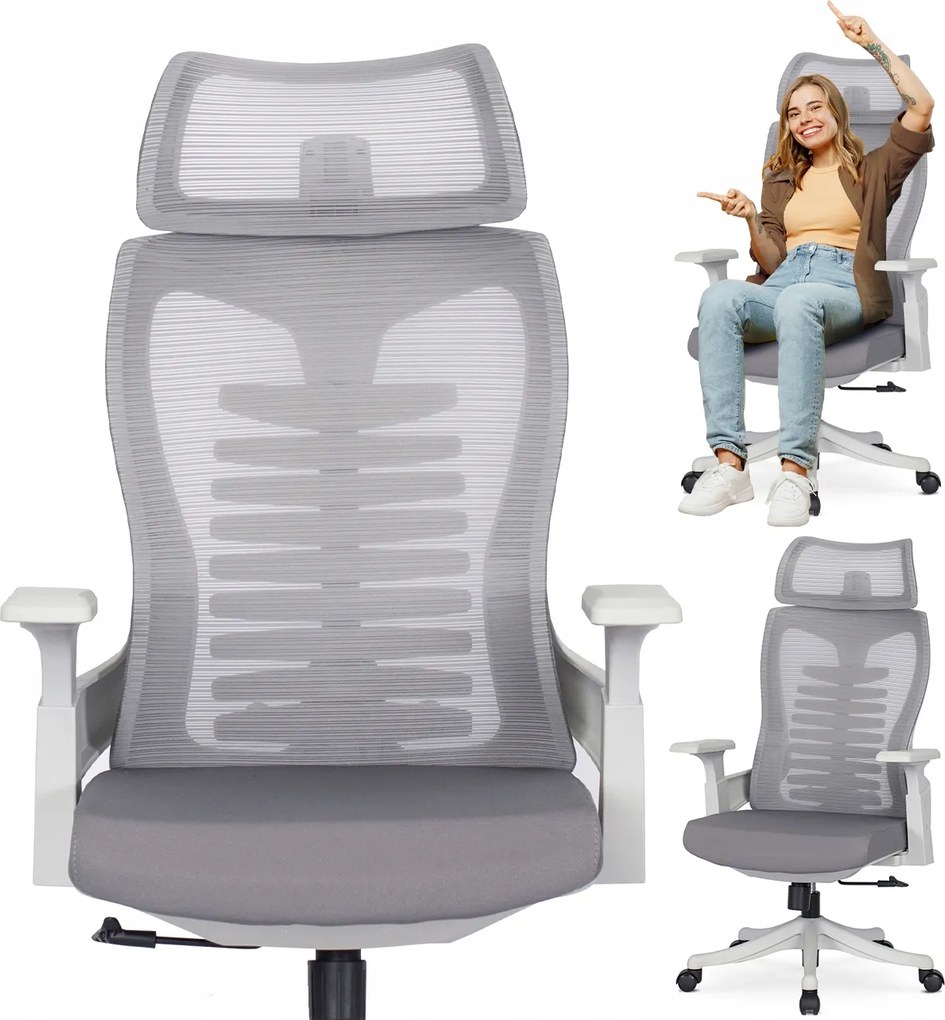 Kancelářská otočná židle Ergonomické otočné křeslo Pohodlné Šedé Caret 2