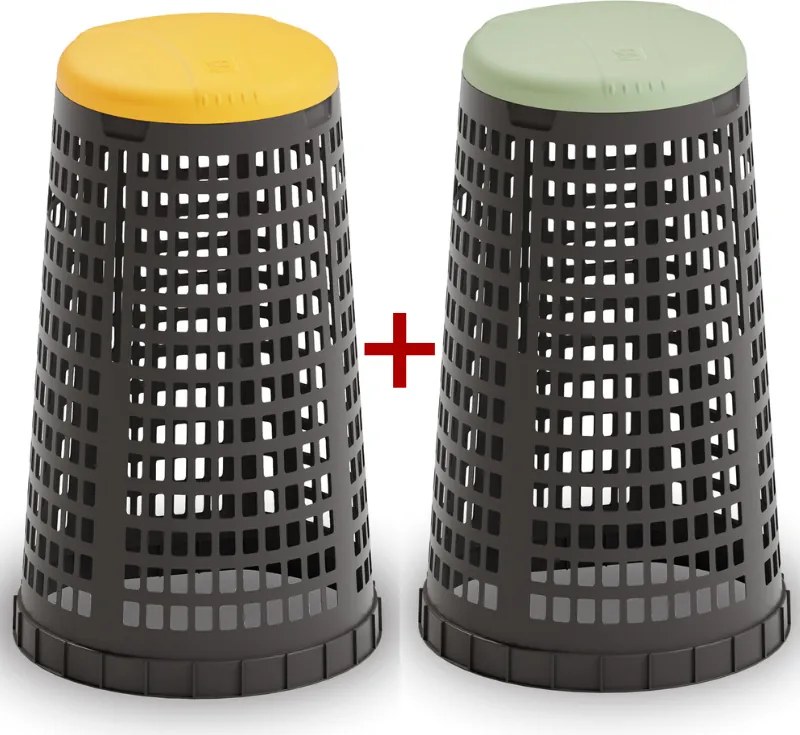 Plastový odpadkový koš na 120 l pytle 1+1 ZDARMA černý, žlutá + zelená