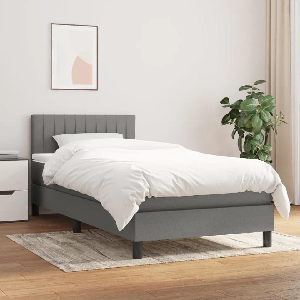 vidaXL Box spring postel s matrací 90x190 cm textil [3140178] Barva: Tmavě šedá