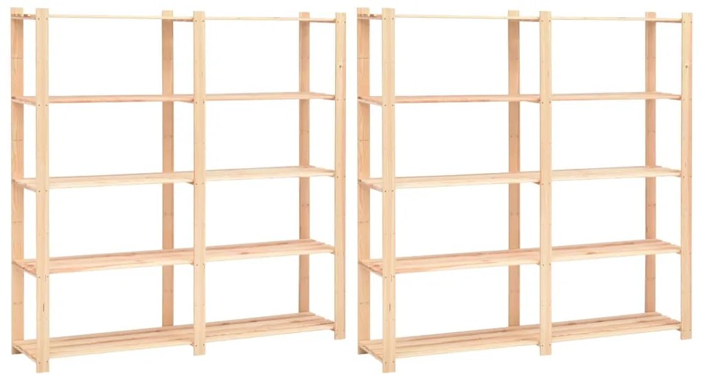 Úložný regál 5 polic 2 ks 170x38x170 cm masivní borovice 500 kg 3051109