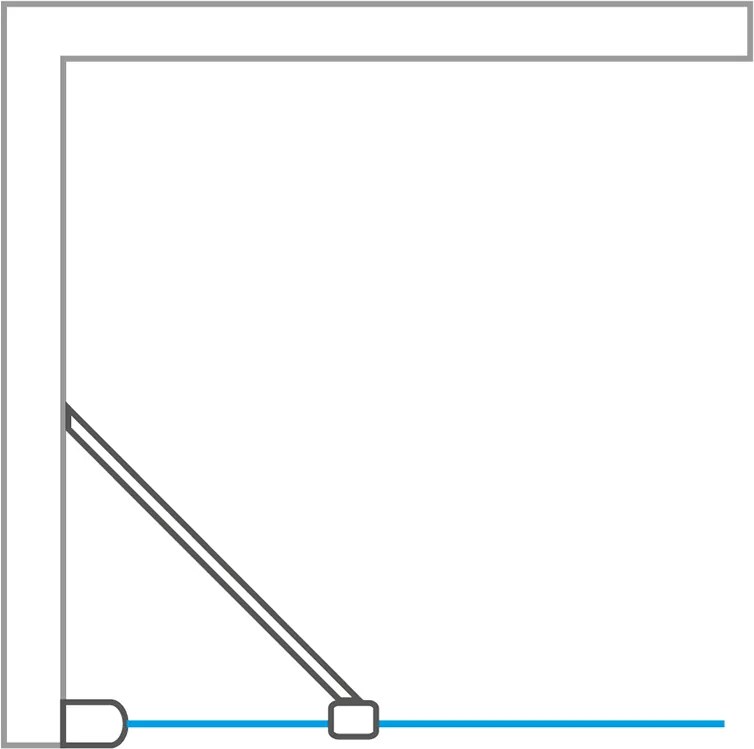 Čtvercový sprchový kout s jednokřídlými dveřmi a pevnou stěnou TB+TDO1 Viz technická specifikace Transparent Stříbro TB/1000+TDO1/800 800 1000 TB/1000_TDO1/800_st_tr