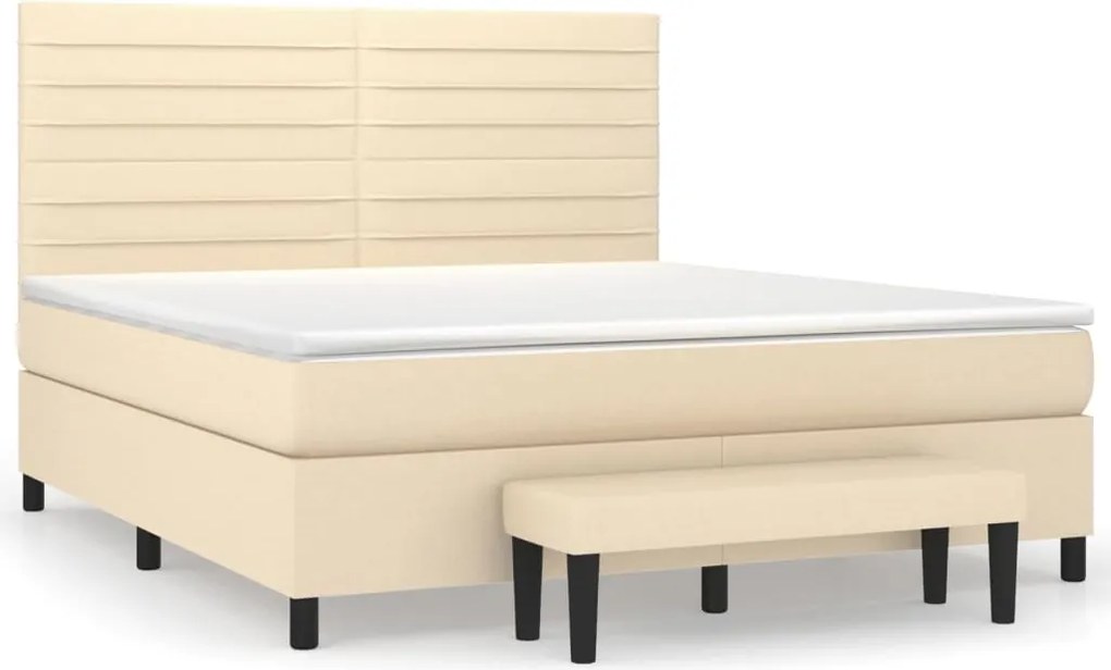 Box spring postel s matrací krémová 160x200 cm textil 3136690