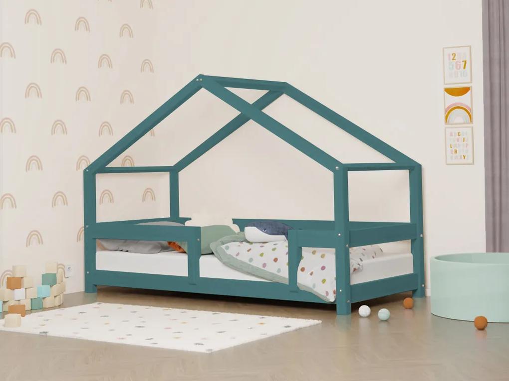 Benlemi Dětská domečková postel LUCKY s pevnou bočnicí Barva: Tmavě šedá, Rozměr: 120 x 200 cm