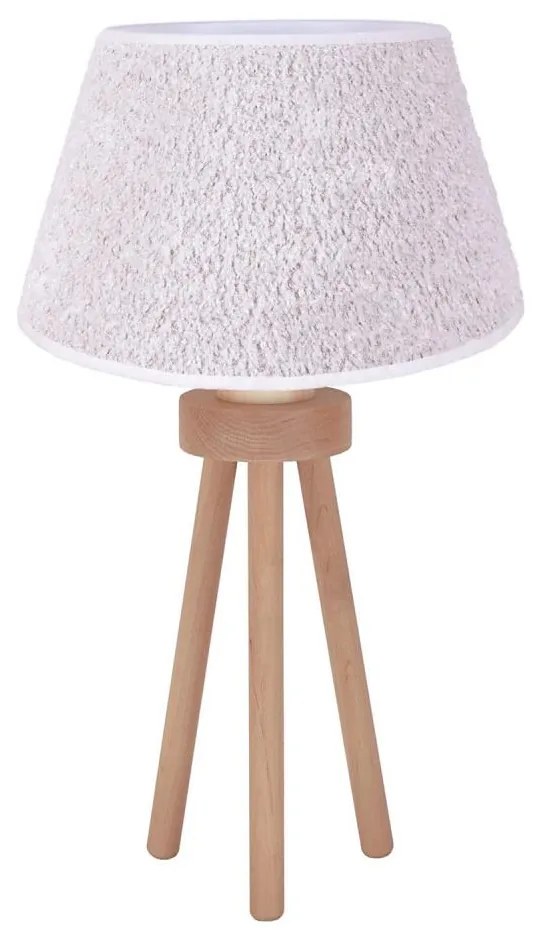 Duolla - Stolní lampa BOUCLE 1xE27/15W/230V pr. 28 cm bílá/dřevo
