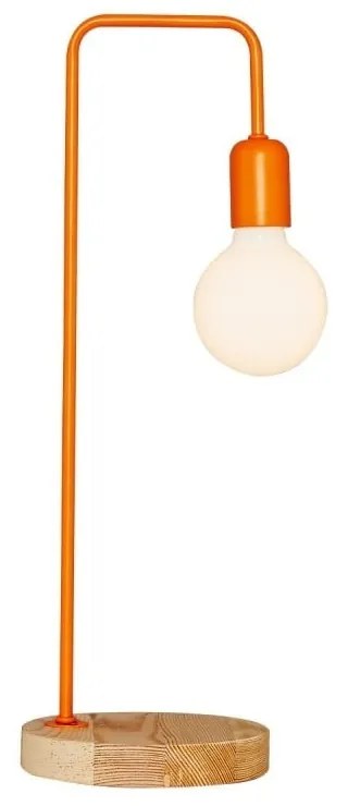 Oranžová stolní lampa s dřevěným podstavcem Valetta