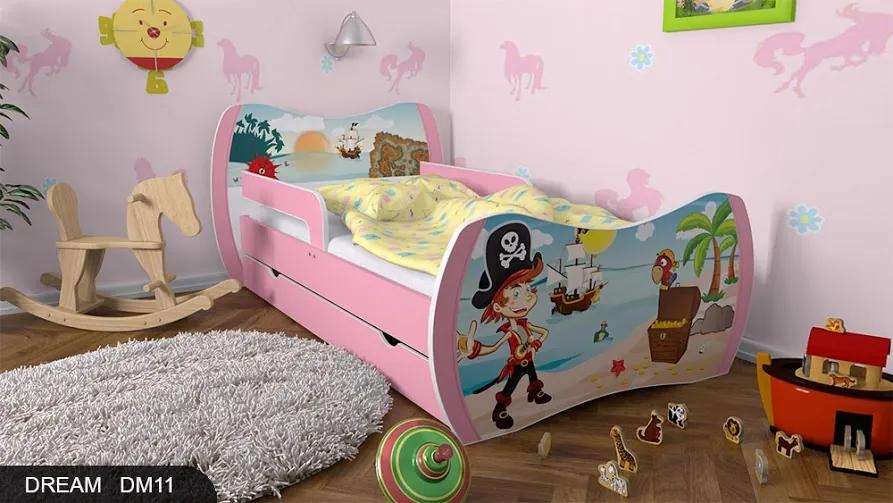 Dětská postel Dream vzor 11 180x90 cm růžová