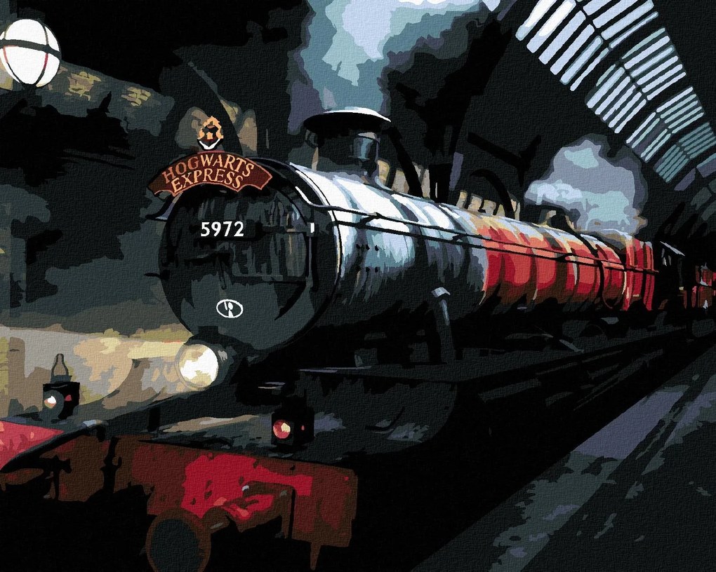 Malování podle čísel bradavický expres v noci (harry potter), 40x50 cm, bez rámu a bez vypnutí plátna