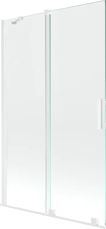 Mexen Velar, 2-křídlová posuvná vanová zástěna 110 x 150 cm, 8mm čiré sklo, bílá, 896-110-000-01-20
