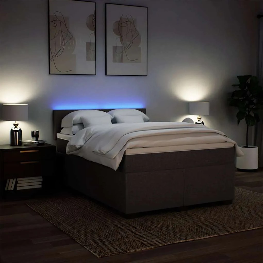 Box spring postel s matrací tmavě hnědá 140x190 cm textil 3288179