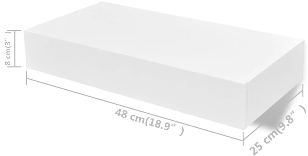 vidaXL Marketos Plovoucí nástěnná police s šuplíkem 2 ks bílá 48 cm