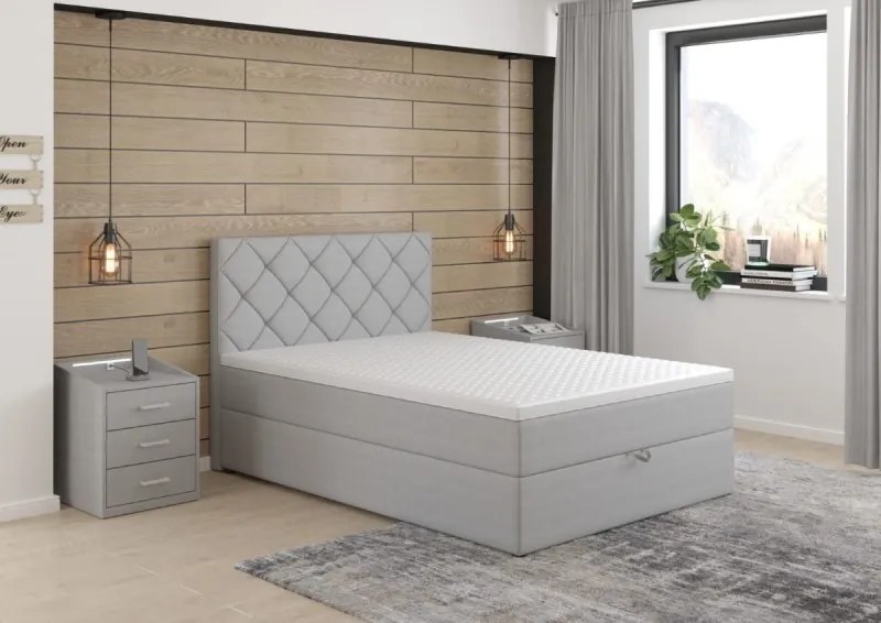 Postel boxspring Praga 120x200 světle šedá