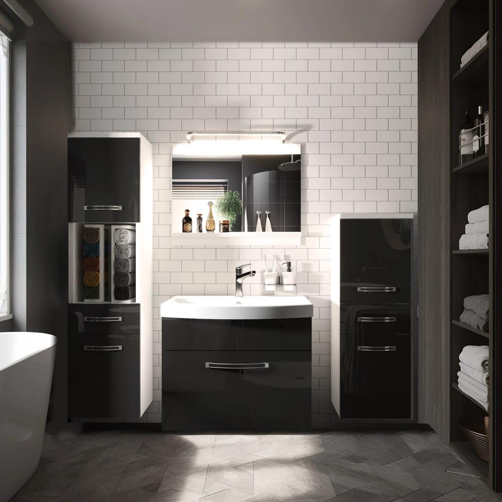Koupelnový nábytek Belini Premium Full Version černý lesk
+ umyvadlo + zrcadlo + LED osvětlení Glamour 82