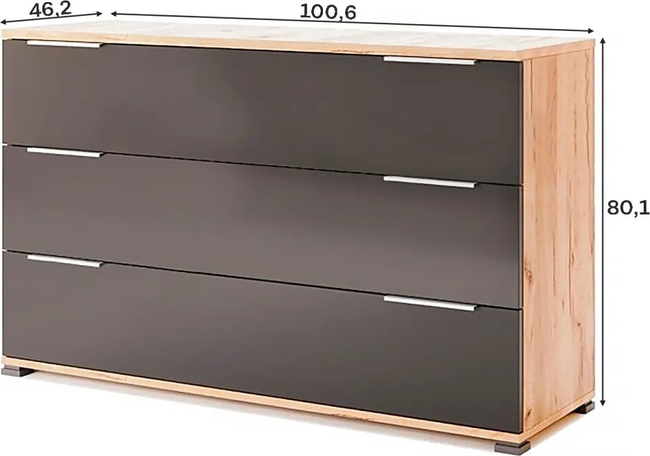 Komoda 3šu Lava / dub kraft Luna