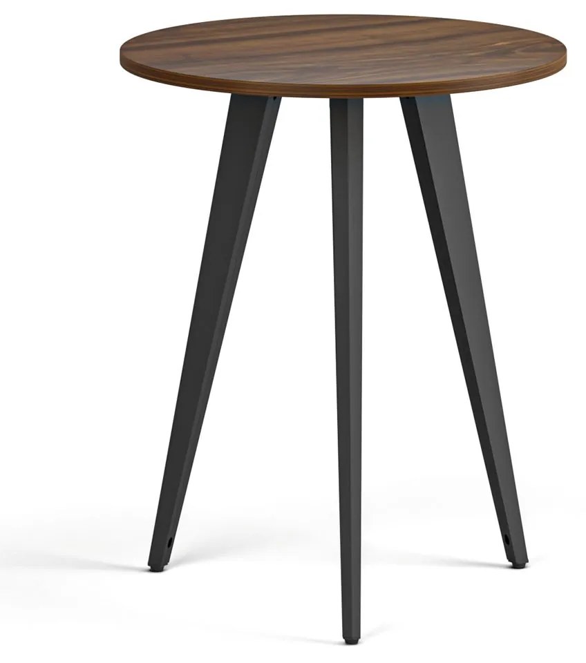 Konferenční stůl PRIMO VIBE, průměr 60 cm, černá podnož, ořech