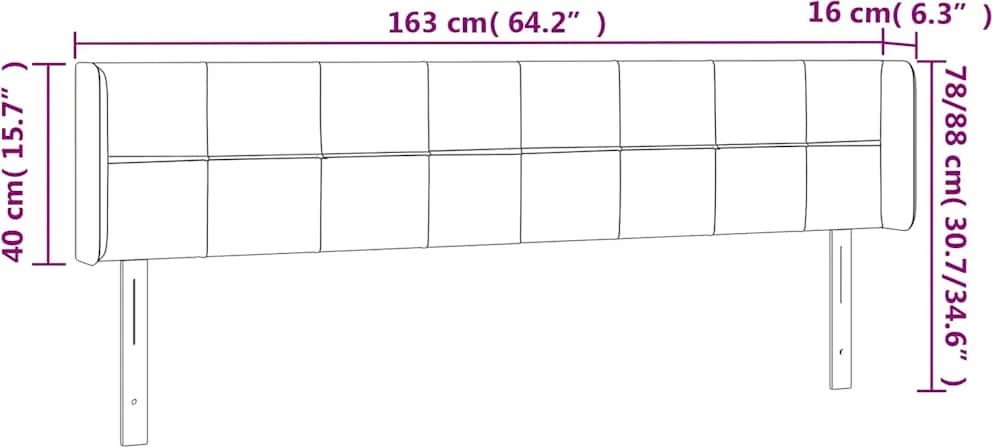 Čelo postele typu ušák tmavě zelená 163x16x78/88 cm samet 3118825