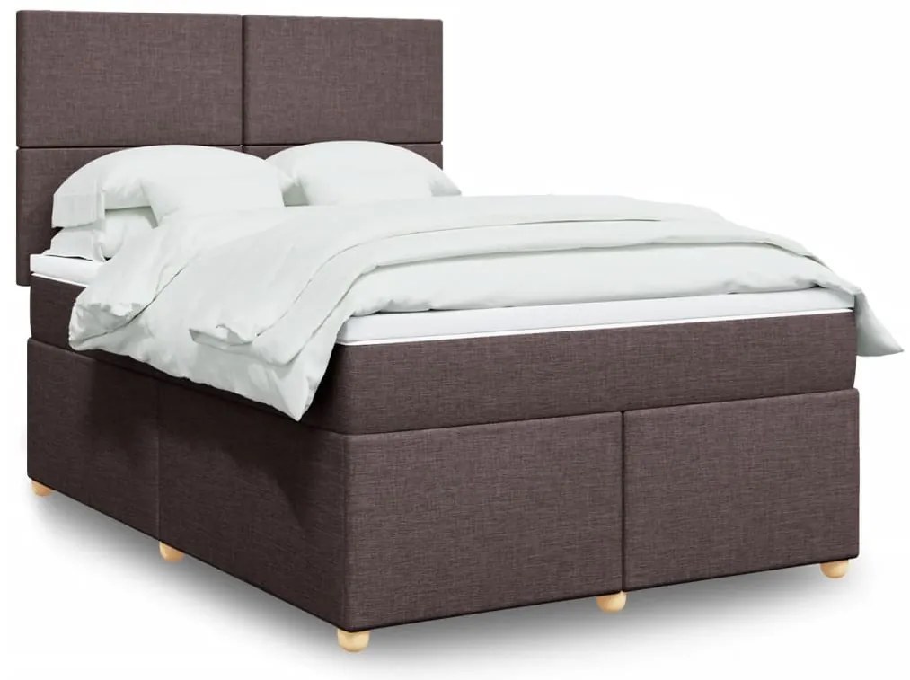 Box spring postel s matrací tmavě hnědá 160x200 cm textil