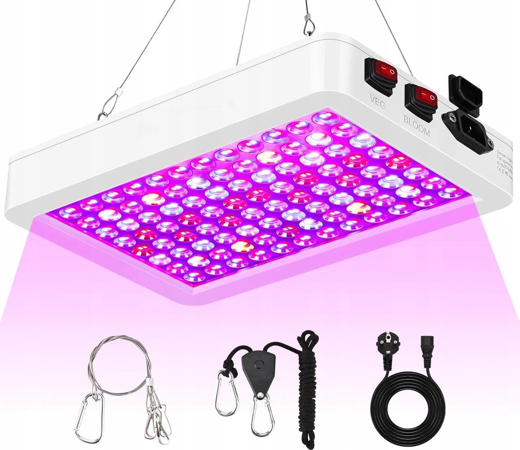 Závěsná Lampa Pro Růst Pěstování Rostlin Full Spectrum 50W 192 Led