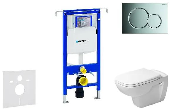 Geberit Duofix - Modul pro závěsné WC s tlačítkem Sigma01, lesklý chrom + Duravit D-Code - WC a sedátko, Rimless, SoftClose 111.355.00.5 NH2