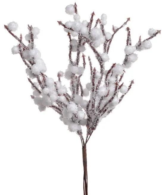 balení (12 ks) větvička se sněhovými kuličkami - bílá