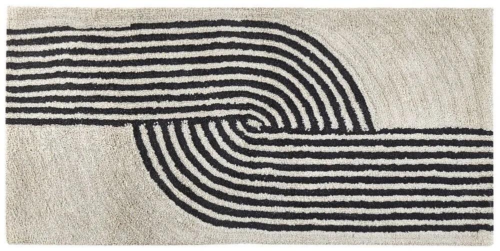 Bavlněný koberec 80 x 150 cm černá/bílá BARELI Beliani