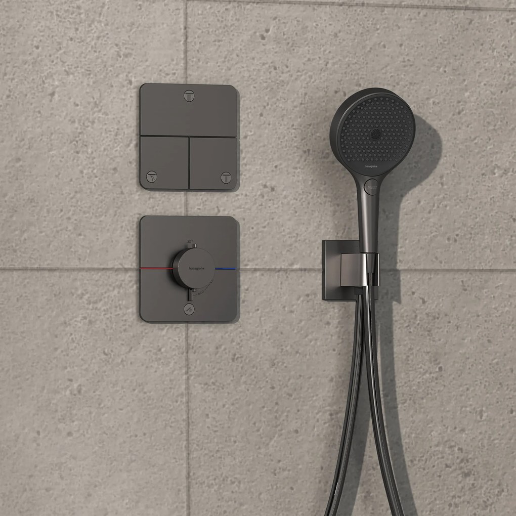 Hansgrohe ShowerSelect Comfort Q, termostat pod omítku pro 1 spotřebič a další výtok, kartáčovaný černý chrom, HAN-15589340