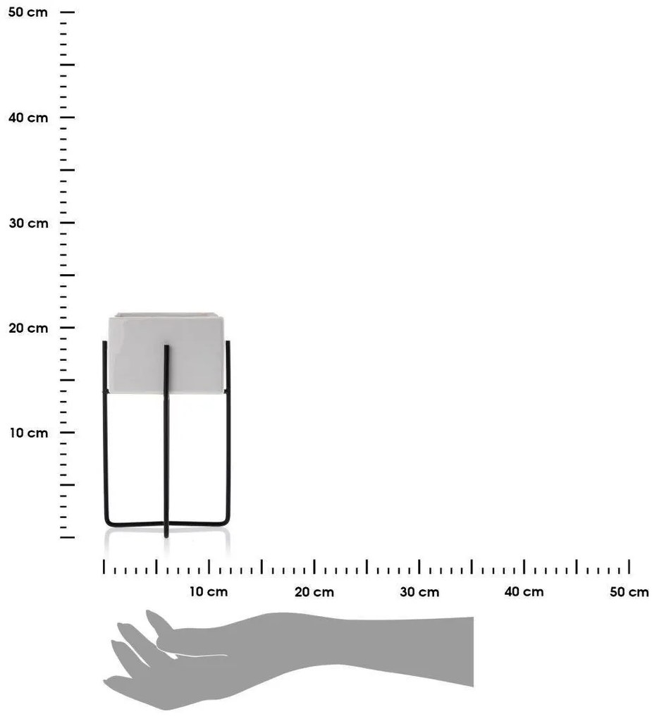 Květináč na stojanu Mizu 21 cm bílý/černý