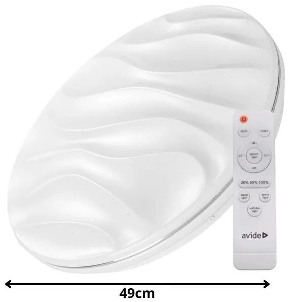 Prémiové led stropní svítidlo Avide Selene XL 49cm 48W 3100lm CCT dálkové ovládání, 3 roky