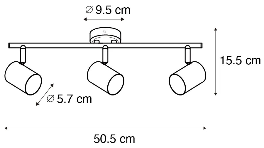 Moderní bodové světlo černé se dřevem naklápěcí 3-světlo - Jeana