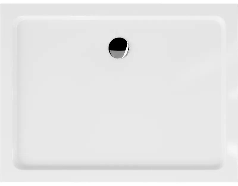 Mexen Flat obdélníková vanička do sprchového koutu slim 140 x 90 cm, Bílá, sifon Chromovaná - 40109014